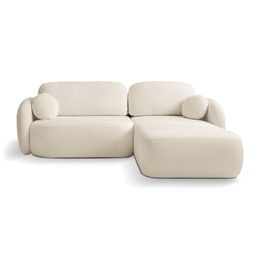 ECKSOFA AMICO R-S Creme Geflochtener Stoff mit Schlaffunktion