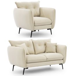 SITZGARNITUR 2+1 Nordloft Beige Samt