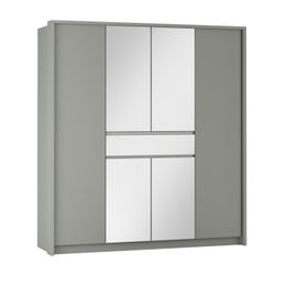 SCHWEBET&Uuml;RENSCHRANK RUMBLE 200/217/65 cm 3-t&uuml;rig mit Spiegel Grau