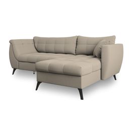 ECKSOFA MOLLIS Beige Geflochtener-Stoff mit Schlaffunktion