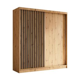 SCHWEBET&Uuml;RENSCHRANK LAMELLO 200/216/61 cm 2-t&uuml;rig Eiche Artisan
