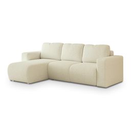 ECKSOFA RINOVA Creme Boucle-Stoff mit Schlaffunktion