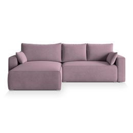 ECKSOFA FORIL Lila Velours-Stoff mit Schlaffunktion