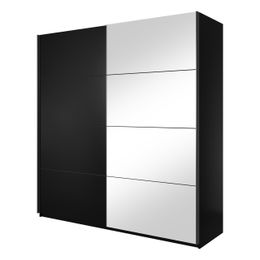 SCHWEBET&Uuml;RENSCHRANK BETTINA 221/210/61 cm 2-t&uuml;rig mit Spiegel Schwarz
