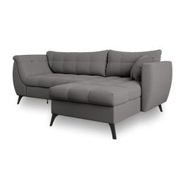 ECKSOFA MOLLIS Grau Geflochtener-Stoff mit Schlaffunktion