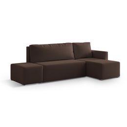 ECKSOFA VELOTTI R-S Braun Boucle-Stoff mit Schlaffunktion