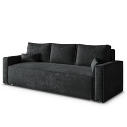 BETTSOFA MENI LM Schwarz Chenille-Stoff mit Schlaffunktion