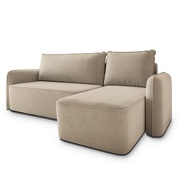 ECKSOFA DOLVER CL Beige Samtstoff mit Schlaffunktion