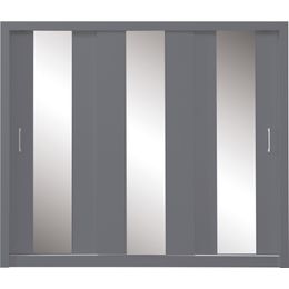 SCHWEBET&Uuml;RENSCHRANK MIRA 250/215/60cm 3-t&uuml;rig mit Spiegel Anthrazit
