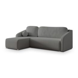 ECKSOFA MARELLO Grau Boucle-Stoff mit Schlaffunktion