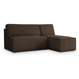 ECKSOFA BRISO P Braun Kordstoff mit Schlaffunktion