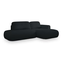 ECKSOFA NUVIRA R-S Schwarz Boucle-Stoff mit Schlaffunktion