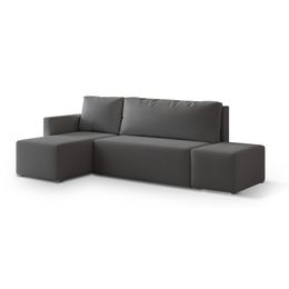 ECKSOFA VELOTTI L-S Grau Boucle-Stoff mit Schlaffunktion