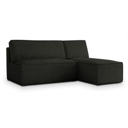 ECKSOFA BRISO M Schwarz Velours-Stoff mit Schlaffunktion