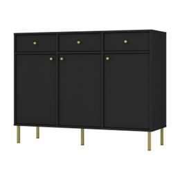 KOMMODE TORINO 125/108/41 cm mit 3 Schubladen 3 T&uuml;ren Graphitfarben