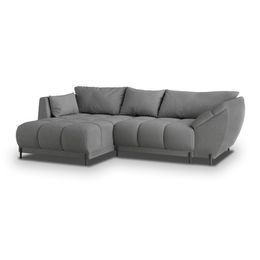 ECKSOFA VESTANO L-S Grau Boucle-Stoff mit Schlaffunktion