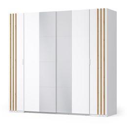 DREHT&Uuml;RENSCHRANK TOREN 218/207,5/62cm 4-t&uuml;rig mit Spiegel Wei&szlig;