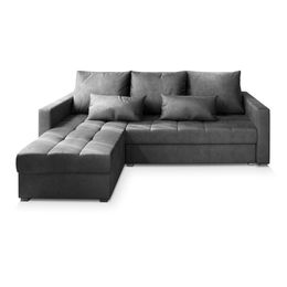 ECKSOFA KOS PIK M Grau Velours-Stoff mit Schlaffunktion