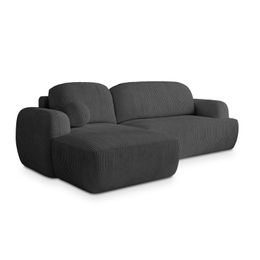 ECKSOFA MODENZA P L-S Graphitfarben Kordstoff mit Schlaffunktion