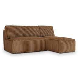 ECKSOFA BRISO T Kupferfarben Kordstoff mit Schlaffunktion