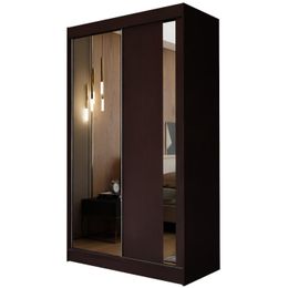 SCHWEBET&Uuml;RENSCHRANK GRAZIA 120/216/61 cm 2-t&uuml;rig mit Spiegel Wengefarben