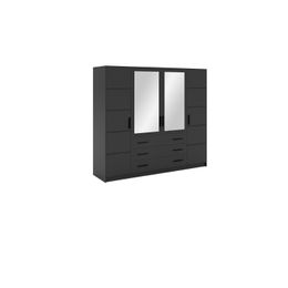 DREHT&Uuml;RENSCHRANK ELISE 240/200/57,5 cm 4-t&uuml;rig mit Spiegel Graphitfarben