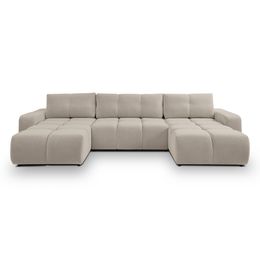 WOHNLANDSCHAFT DUCA U Beige Jersey mit Schlaffunktion