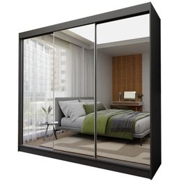 SCHWEBET&Uuml;RENSCHRANK BELLINA 240/216/61cm 3-t&uuml;rig mit Spiegel Grau