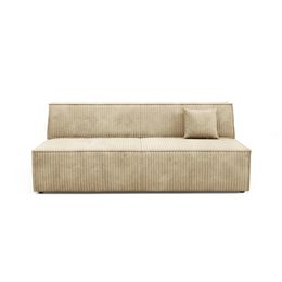 BETTSOFA TESSO Beige Kordstoff mit Schlaffunktion