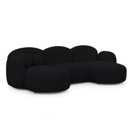 WOHNLANDSCHAFT Nuvola mit abgerundetem Design Schwarz Boucl&eacute;-Stoff