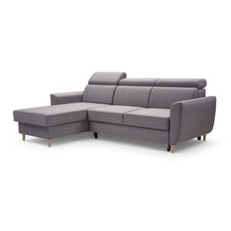 ECKSOFA SAPORE Grau Geflochtener Stoff mit Schlaffunktion