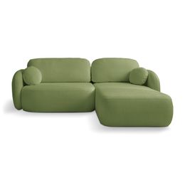 ECKSOFA AMICO R-S Gr&uuml;n Geflochtener Stoff mit Schlaffunktion