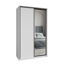 SCHWEBET&Uuml;RENSCHRANK TAVI 120/205/60 cm 2-t&uuml;rig mit Spiegel Wei&szlig;