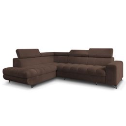 ECKSOFA MORIVA Q L-S Braun Boucle-Stoff mit Schlaffunktion