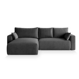 ECKSOFA FORIL P Graphitfarben Kordstoff mit Schlaffunktion