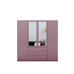 DREHT&Uuml;RENSCHRANK GALIO 196/200/57,5 cm 4-t&uuml;rig mit Spiegel Violett