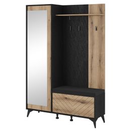GARDEROBENSCHRANK DIAMANTE 134/197/34 cm Modern Garderobe-Set Schwarz