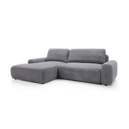 ECKSOFA OSSO Grau Velours-Stoff mit Schlaffunktion