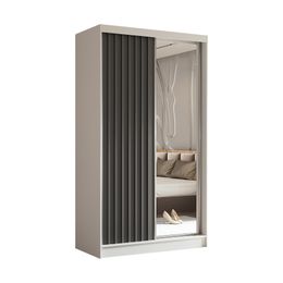SCHWEBET&Uuml;RENSCHRANK LAMELLO 120/216/61 cm 2-t&uuml;rig mit Spiegel Wei&szlig;