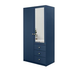 DREHT&Uuml;RENSCHRANK GALIO 100/200/57,5 cm 2-t&uuml;rig mit Spiegel Dunkelblau