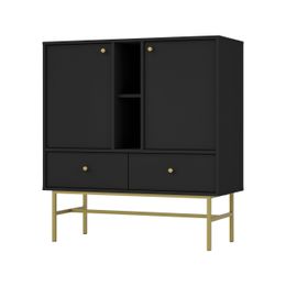 KOMMODE TORINO 100/108/41 cm mit 2 Schubladen 2 T&uuml;ren Graphitfarben