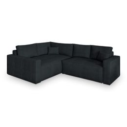 ECKSOFA ERONIS L-S Schwarz Kordstoff mit Schlaffunktion