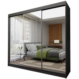 SCHWEBET&Uuml;RENSCHRANK BELLINA 240/216/61 cm 3-t&uuml;rig mit Spiegel Grau