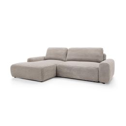 ECKSOFA OSSO Braun Velours-Stoff mit Schlaffunktion
