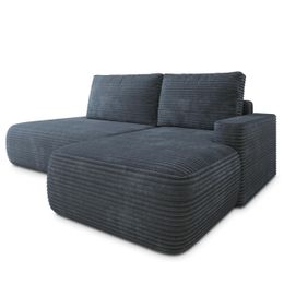 ECKSOFA AVINI T R-S Grau Kordstoff mit Schlaffunktion