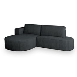 ECKSOFA CORTIO P L-S Graphitfarben Kordstoff mit Schlaffunktion