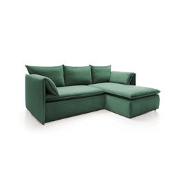 ECKSOFA PREGIO Gr&uuml;n Pl&uuml;sch-Stoff mit Schlaffunktion