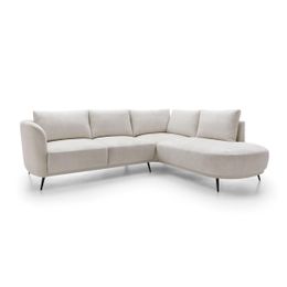 ECKSOFA ALPI Creme Chenille mit Schlaffunktion