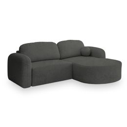 ECKSOFA AMILIA R-S Grau Boucle-Stoff mit Schlaffunktion