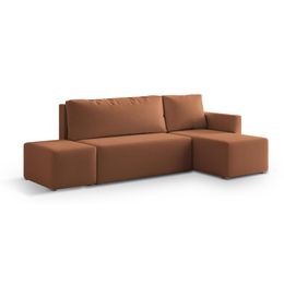 ECKSOFA VELOTTI R-S Kupferfarben Boucle-Stoff mit Schlaffunktion